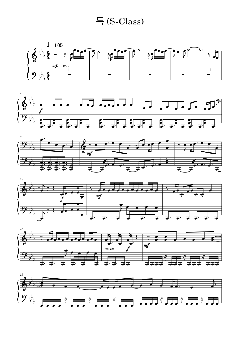 특 (S-Class) – Stray Kids (스트레이 키즈) Sheet music for Piano (Solo ...