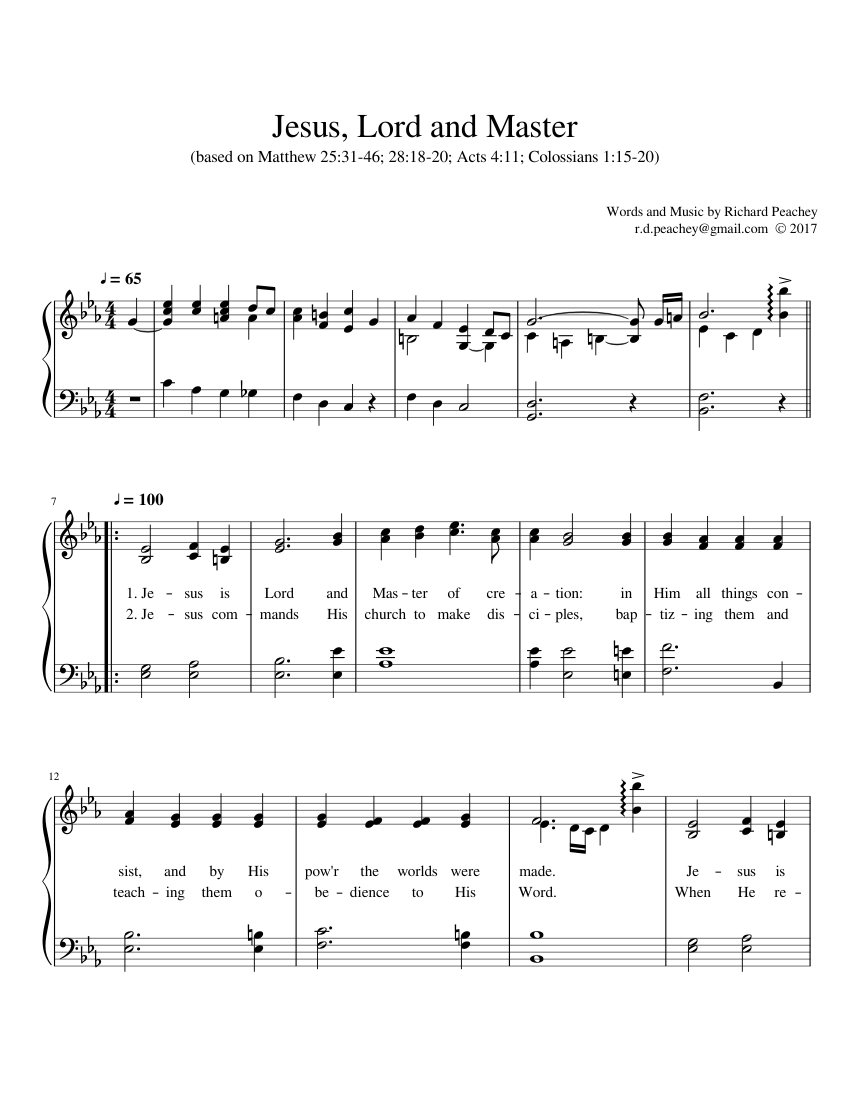 Jesus, Lord and Master Sheet music for Piano (Church Choir) | Musescore.com