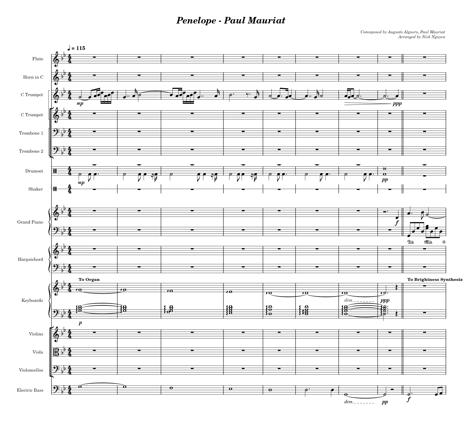 PENELOPE – Augusto Alguero, Paul Mauriat - Arranged by Nick Nguyen ...