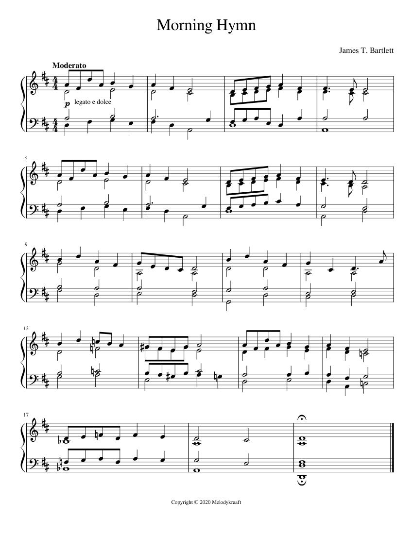 Morning Hymn Sheet music for Piano (Solo) | Musescore.com