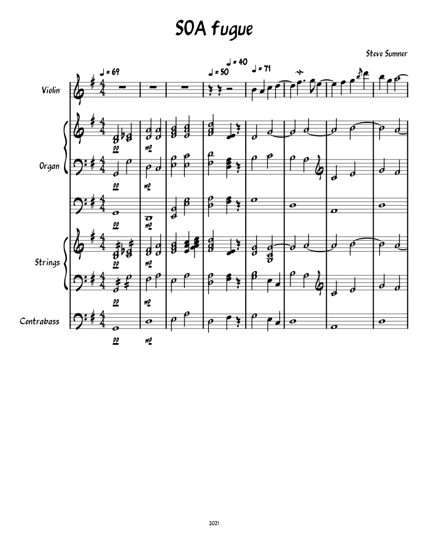 Andante Favori for Strings - Steve Sumner 2021 Sheet music for Organ, Contrabass, Violin ...