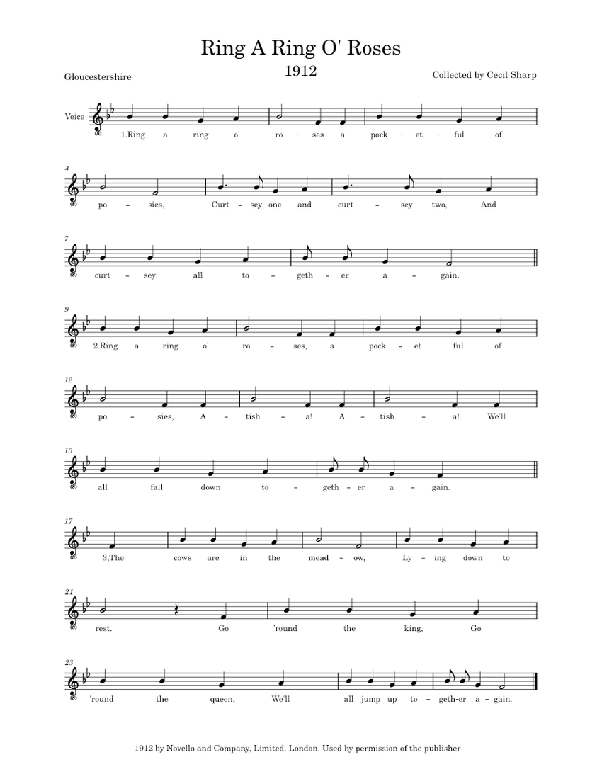 Ring A Ring O' Roses – Collected and arranged by Cecil Sharp Ring A ...