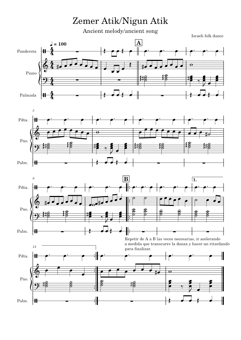 Nigun Atik – Circle Dance Nigun Atik Sheet music for Piano, Drum group ...