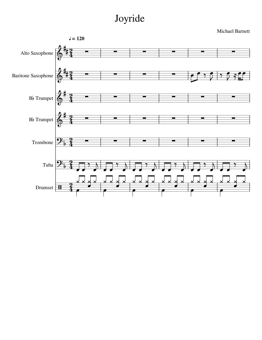 Joyride Sheet music for Trombone, Tuba, Saxophone alto, Saxophone ...