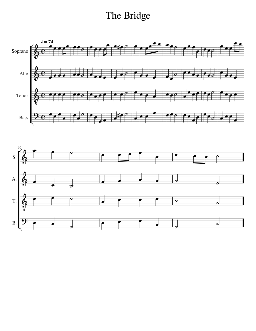 The Bridge Sheet music for Soprano, Alto, Tenor, Bass voice (SATB ...