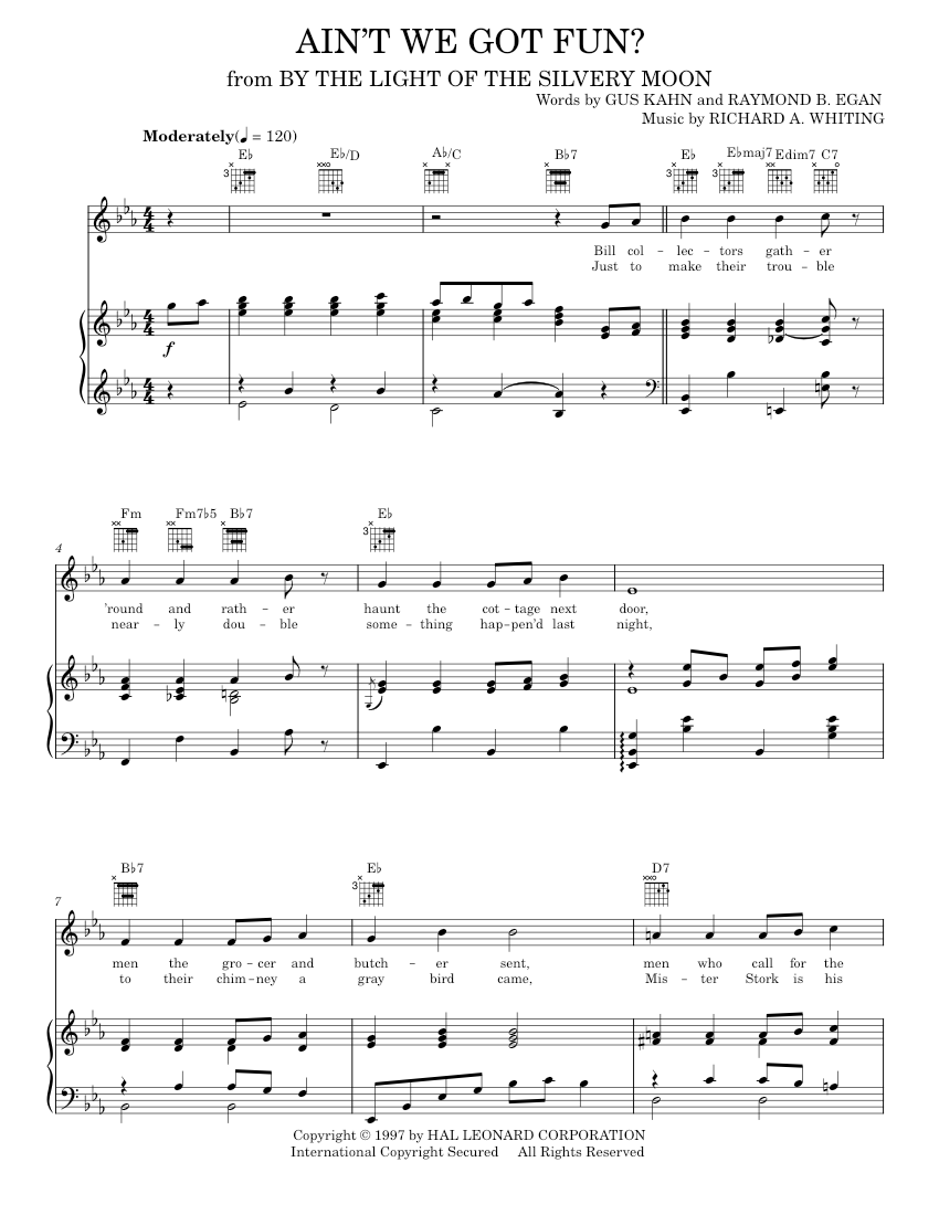 Ain't We Got Fun? Sheet music for Piano, Vocals by Doris Day Carpenters Official | MuseScore.com
