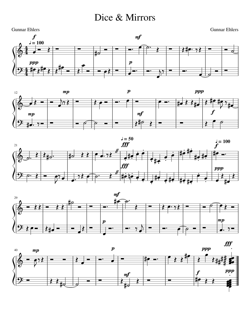Dice Mirrors Sheet music for Piano (Solo) Easy | Musescore.com