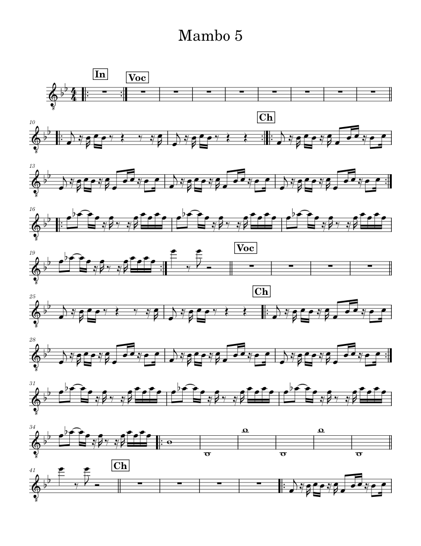 Mambo 5 Lou Bega for sax-tenor Sheet music for Saxophone tenor (Solo) | Musescore.com