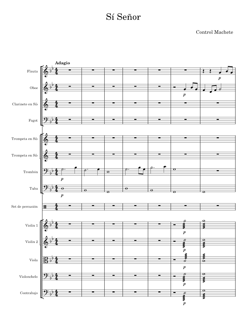 Si Señor - Control Machete Sheet Music for Trombone, Tuba, Flute, Oboe ...