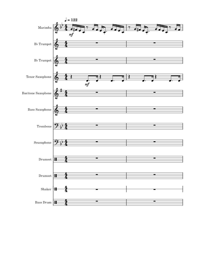 Expanse – MEUTE Sheet music for Trombone, Saxophone tenor, Saxophone baritone, Trumpet in b-flat ...