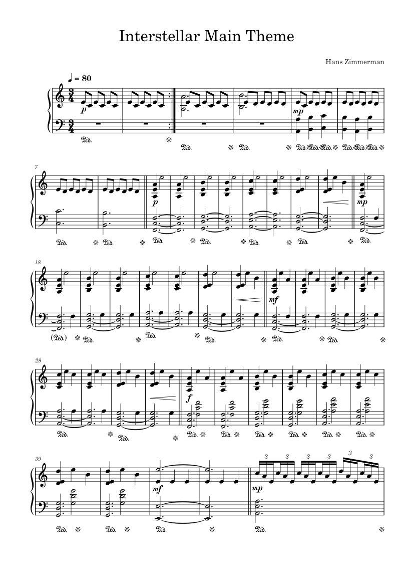 Interstellar – Hans Zimmer Sheet music for Piano (Solo) | Musescore.com