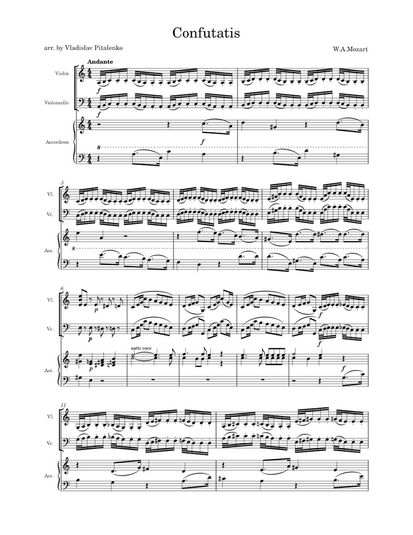 Confutatis and Lacrimosa – Wolfgang Amadeus Mozart Sheet music for ...