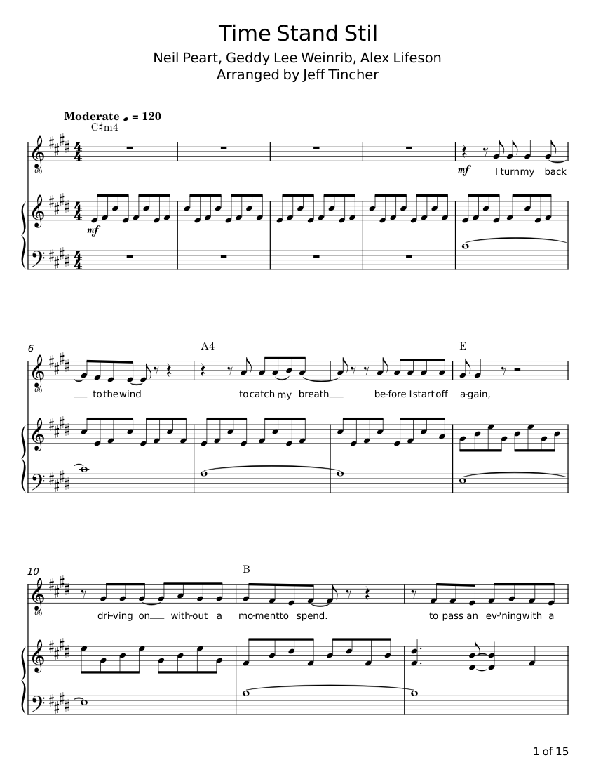 Time Stand Still Sheet music for Piano, Synthesizer (Mixed Duet ...