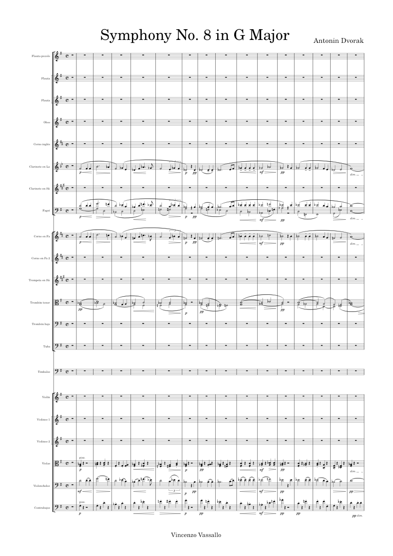 Symphony No. 8 in G Major Sheet music for Tuba, Trombone tenor, Trombone bass, Flute piccolo ...