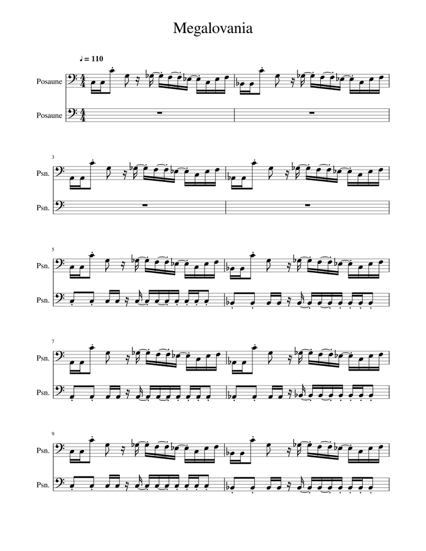 Megalovania - Undertale Sheet music for Trombone (Brass Duet) | Musescore.com