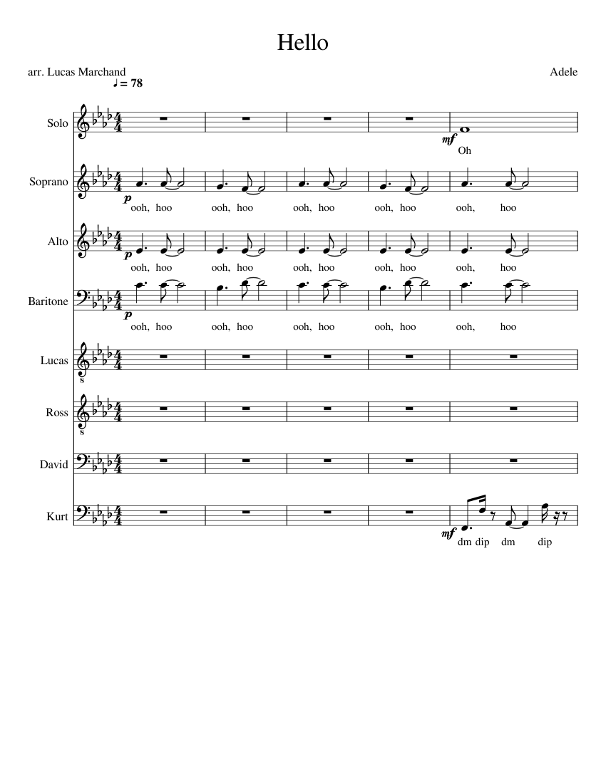 Hello Sheet music for Soprano, Alto, Tenor, Bass voice & more ...