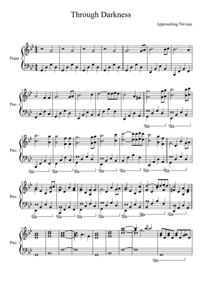 Through Darkness - Approaching Nirvana Sheet music for Piano (Solo) Easy | Musescore.com