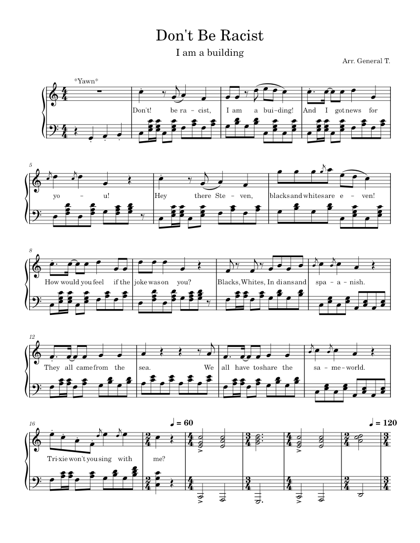 Don't Be Racist Sheet music for Piano (Solo) | Musescore.com