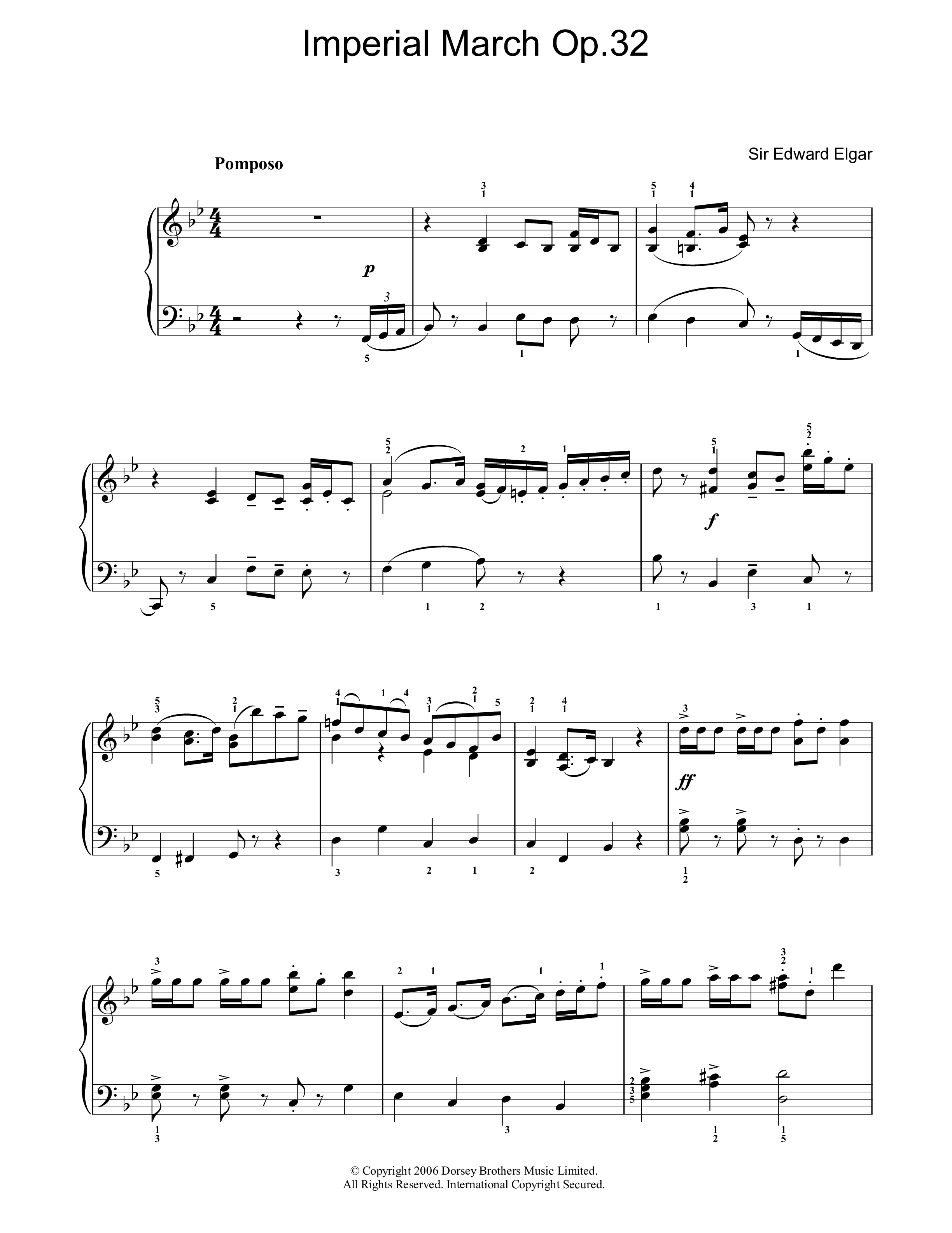 Play Official version of Imperial March, Op.32 sheet music by Edward Elgar for Piano | MuseScore.com
