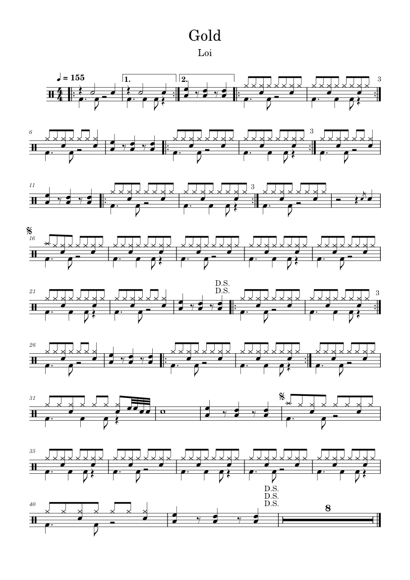 Gold – Loi (Drums) Sheet music for Drum group (Solo) | Musescore.com