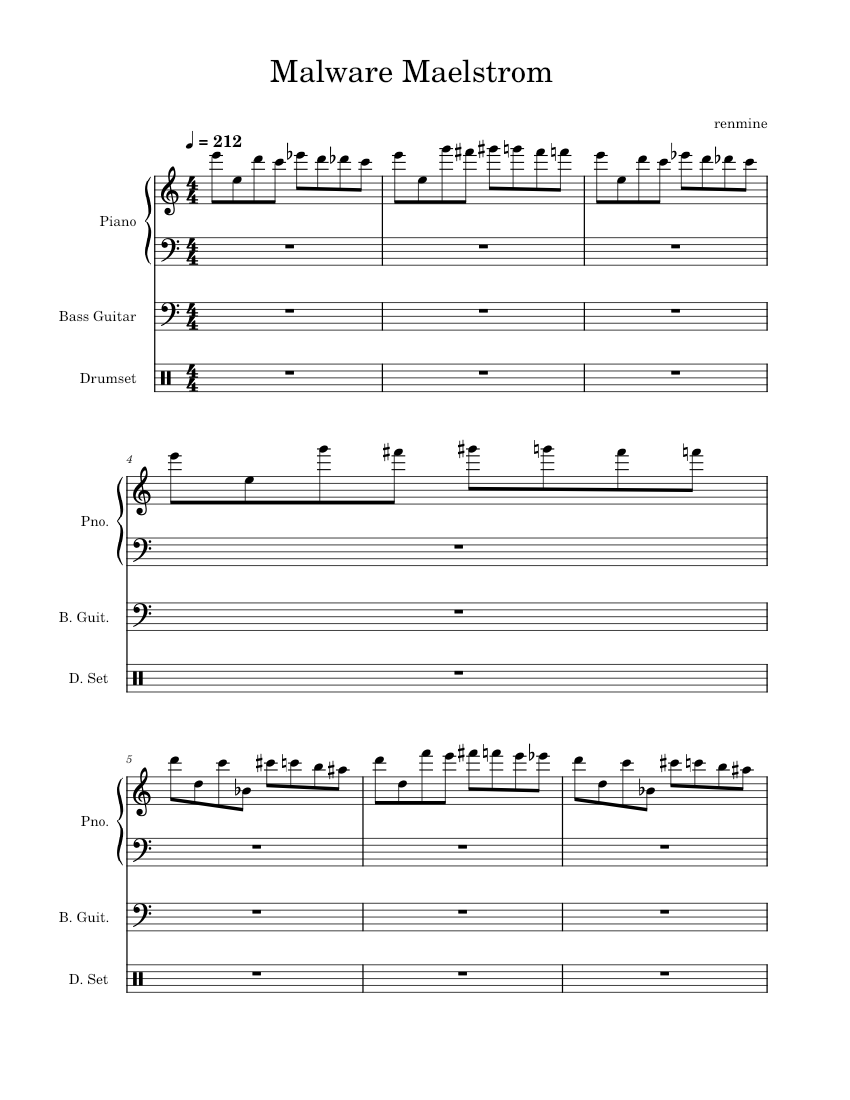 Malware Maelstrom Sheet music for Piano, Bass guitar, Drum group (Mixed ...