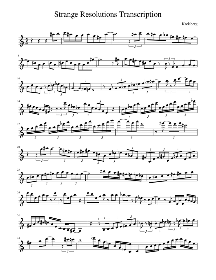 Strange Resolutions Transcription Sheet music for Piano (Solo) Easy ...