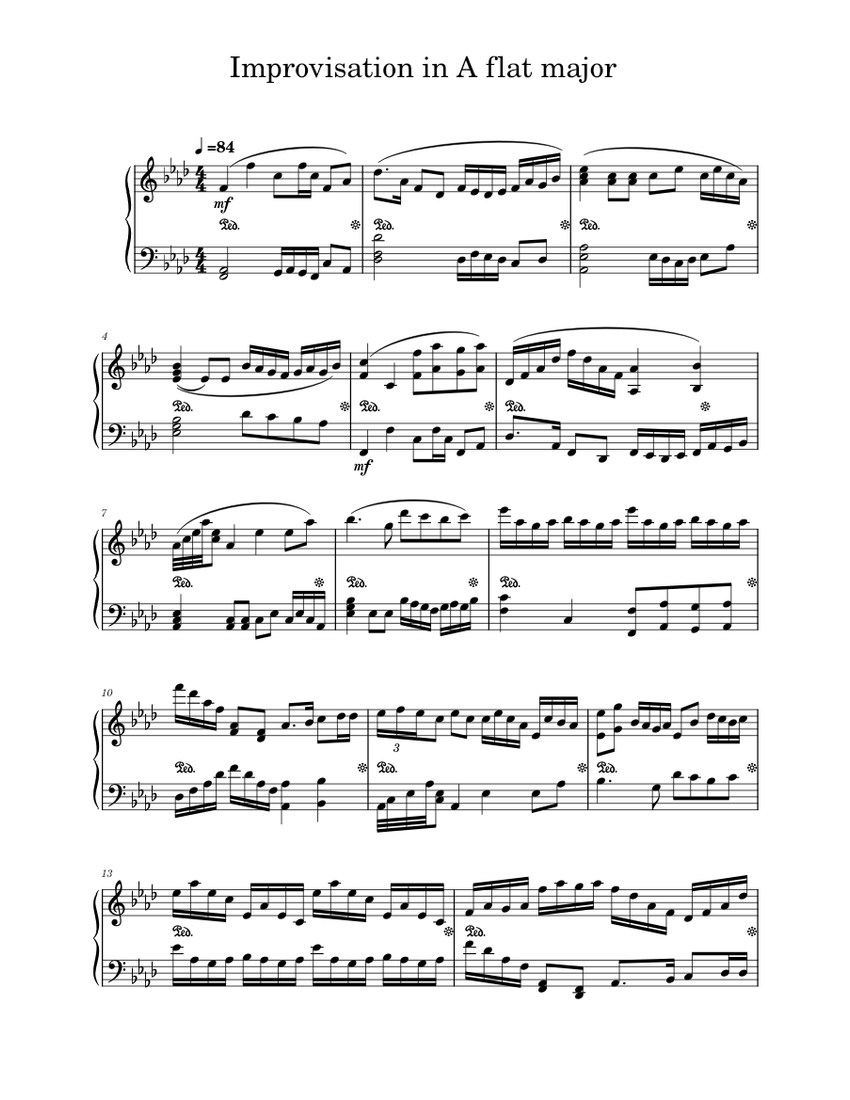 Improvisation in A flat major Sheet music for Piano (Solo) | Musescore.com