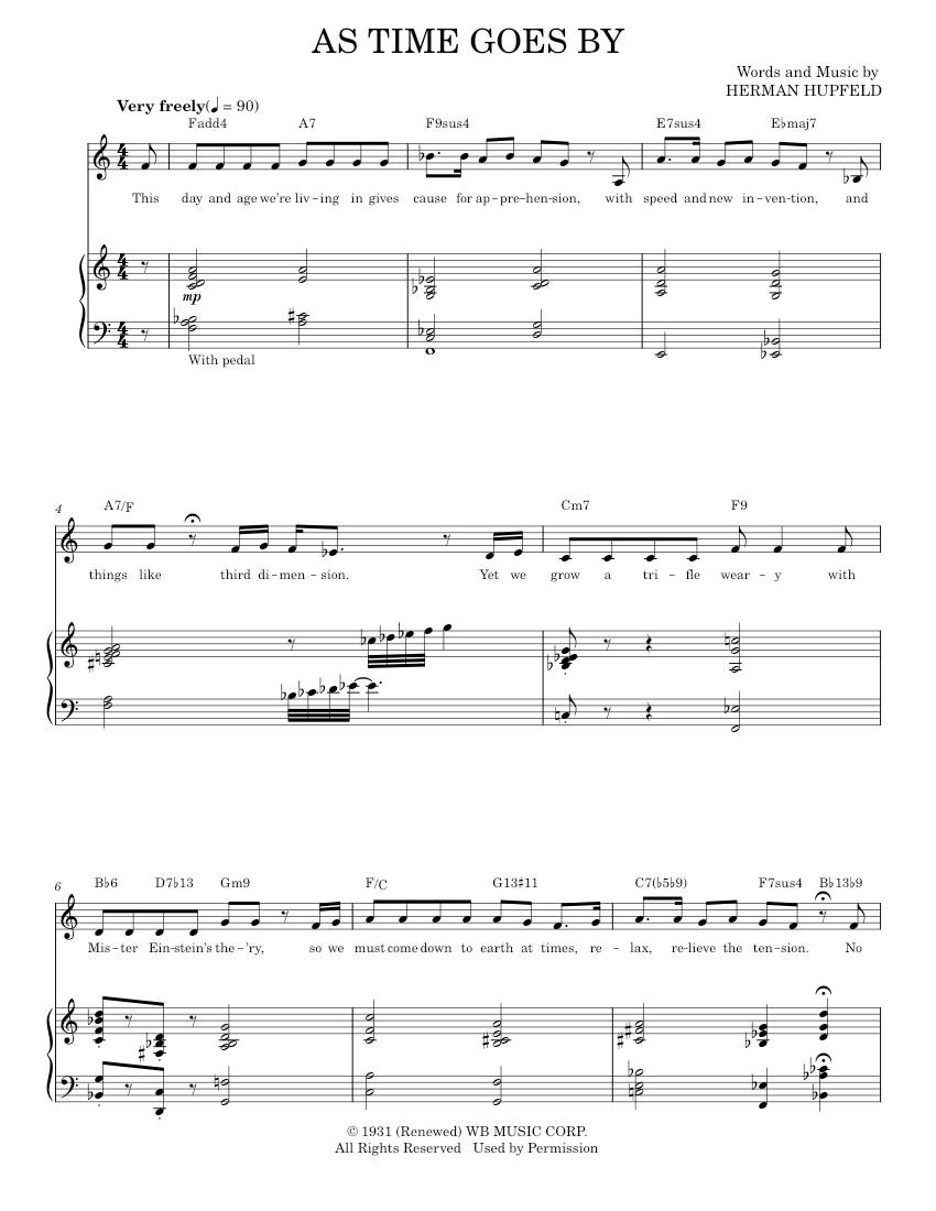 Play Official version of As time goes by Sheet Music by Herman Hupfeld ...