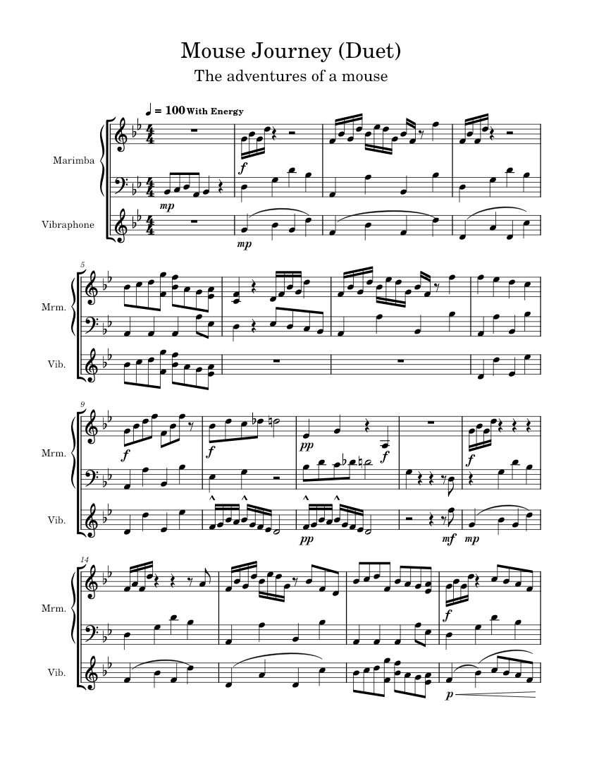 Mouse Journey (Duet) Sheet music for Vibraphone, Marimba (Percussion ...