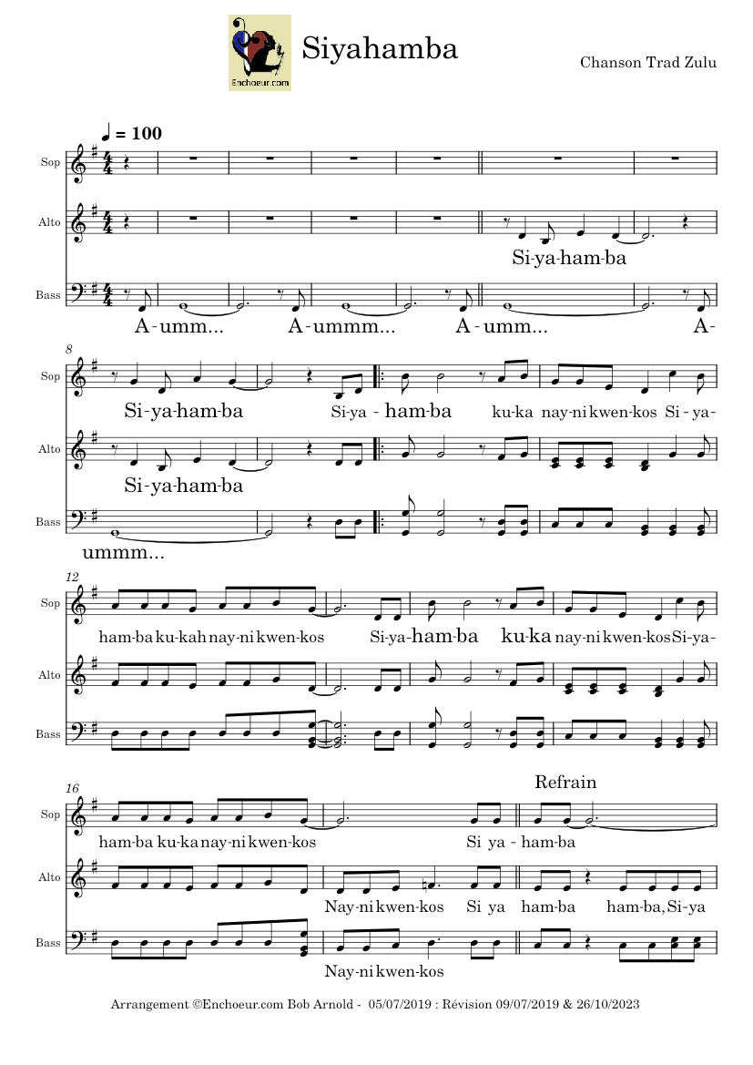 Siyahamba Sheet music for Piano, Bass guitar (A Capella) | Musescore.com