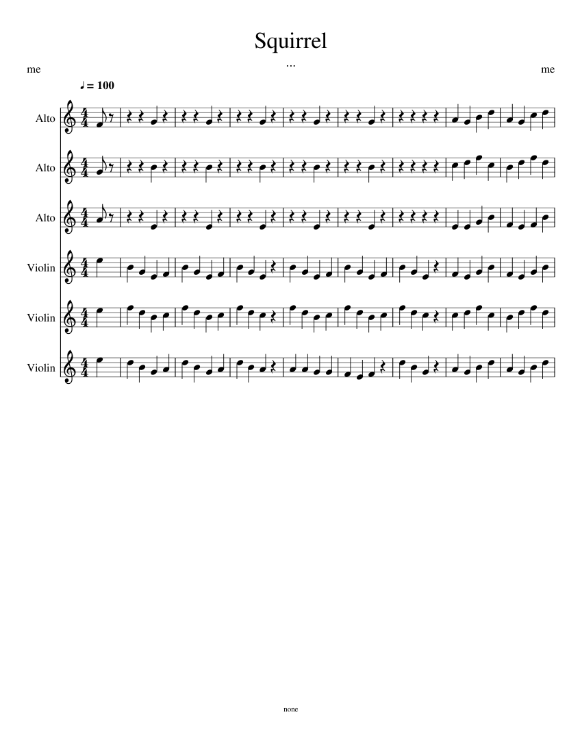 Squirrel Sheet music for Violin, Alto (Mixed Ensemble) | Musescore.com