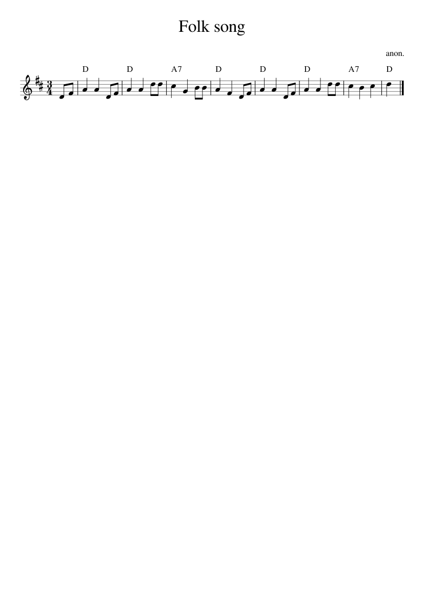 Folk song Sheet music for Piano (Solo) Easy | Musescore.com