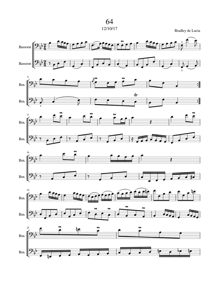 Sonata for Bassoon & Um... Another Bassoon? Sheet music for Bassoon ...