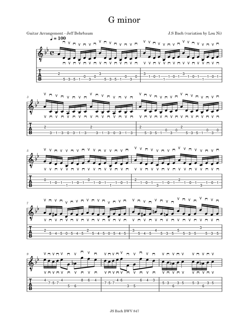 Bach G-Minor – Johann Sebastian Bach Bach G-minor (Guitar) Sheet music ...