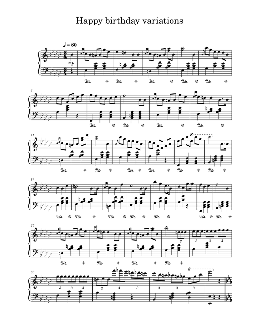 Happy birthday variations (unfinished) Sheet music for Piano (Solo ...