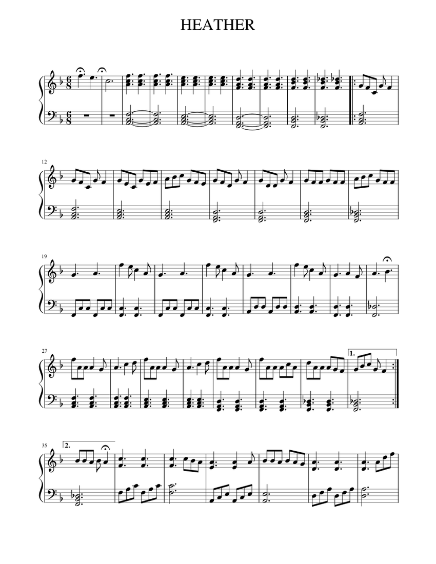 HEATHER Sheet music for Piano (Solo) | Musescore.com