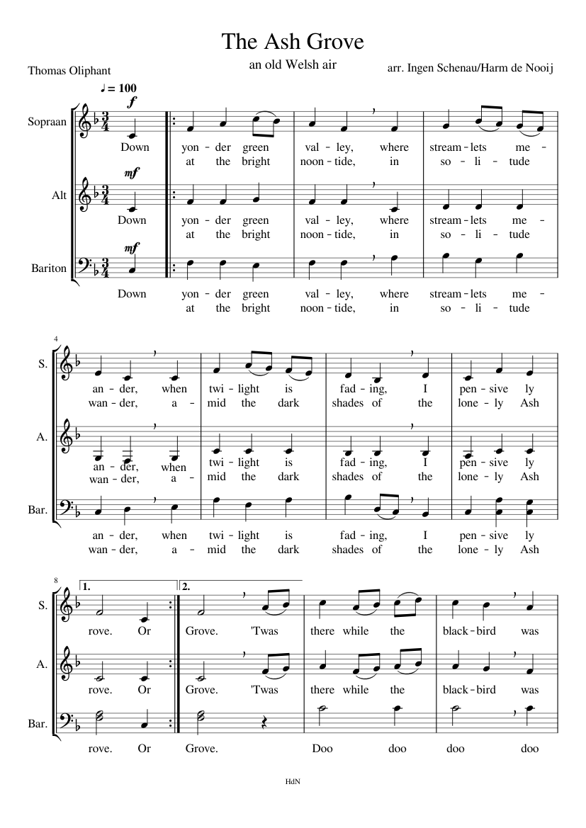 The Ash Grove Sheet music for Soprano, Alto, Baritone (Choral ...
