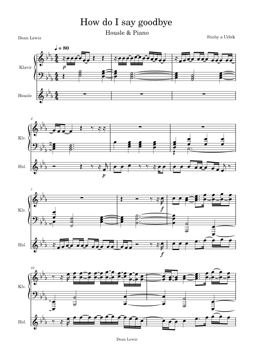 How Do I Say Goodbye – Dean Lewis How do I say goodbye Sheet Music for Piano, Violin (Piano Duo ...