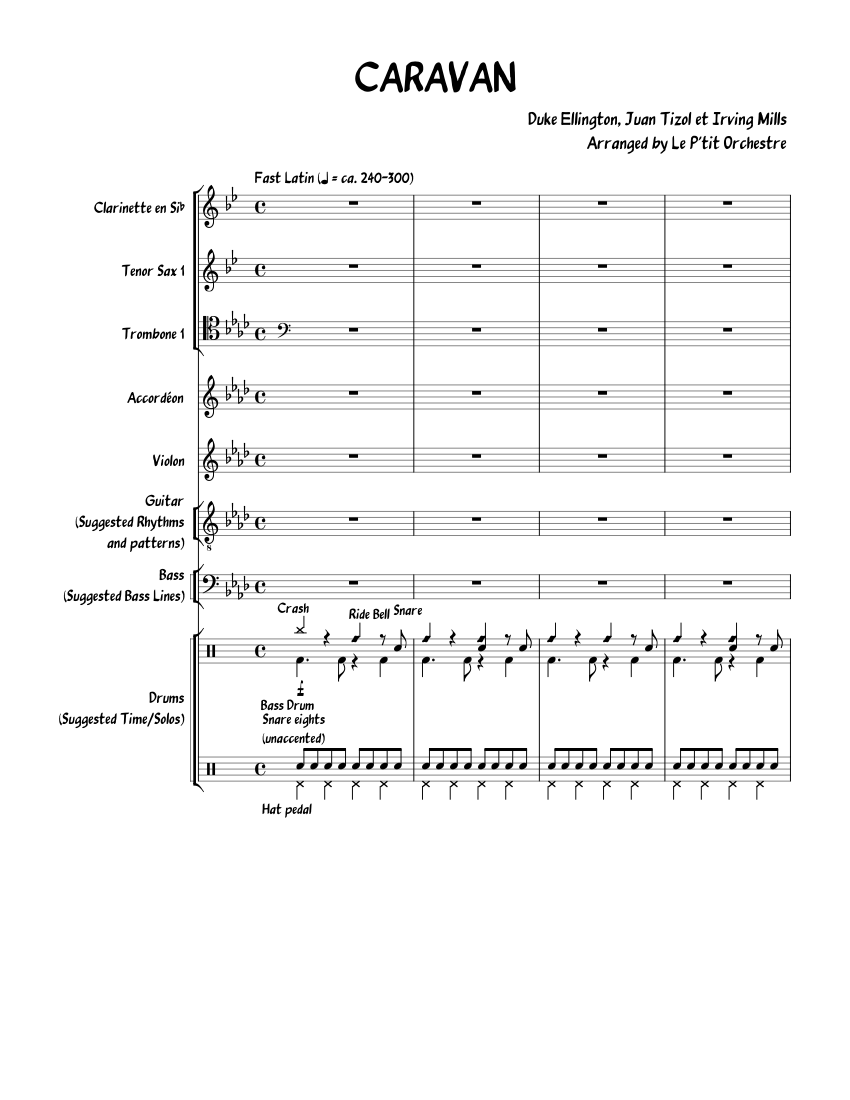 Caravan v POSC Sheet music for Trombone, Accordion, Clarinet in b-flat ...