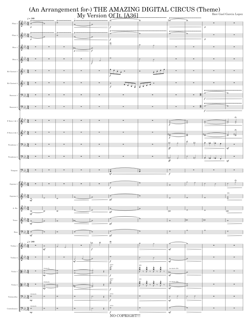 (Arrangement for-) THE AMAZING DIGITAL CIRCUS (theme) [A36] Sheet Music ...