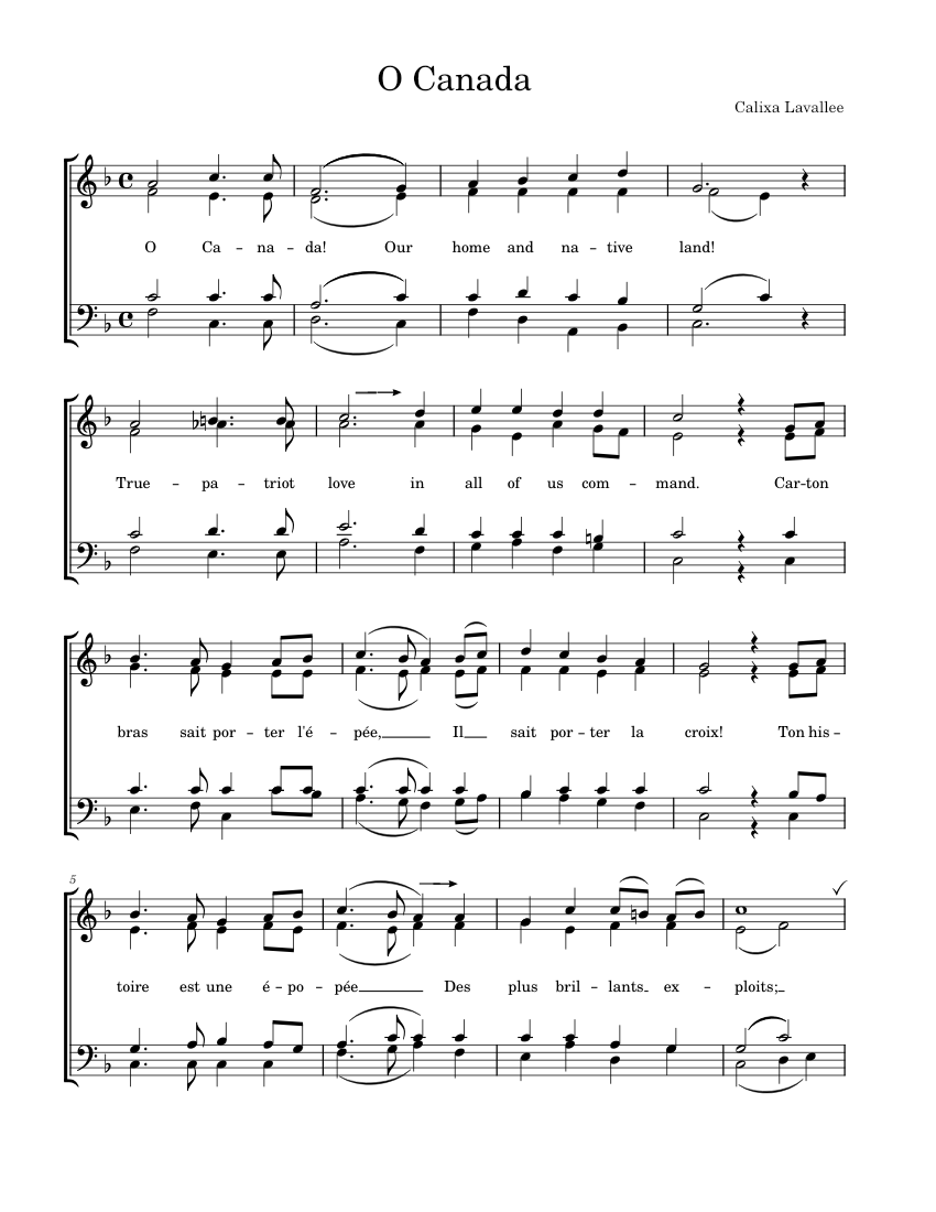 O Canada Sheet music for Vocals (Choral) | Musescore.com
