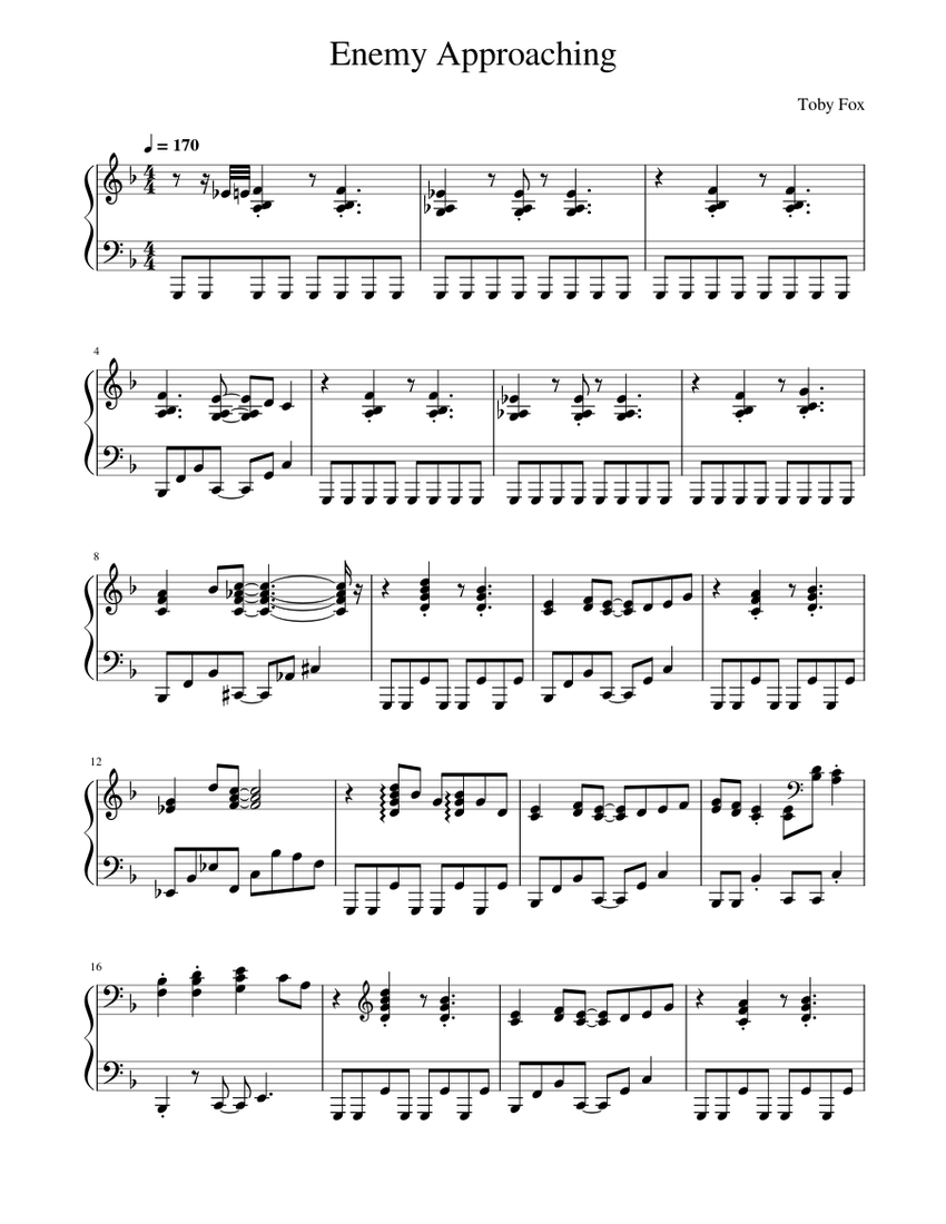 Enemy Approaching – Toby Fox - piano tutorial