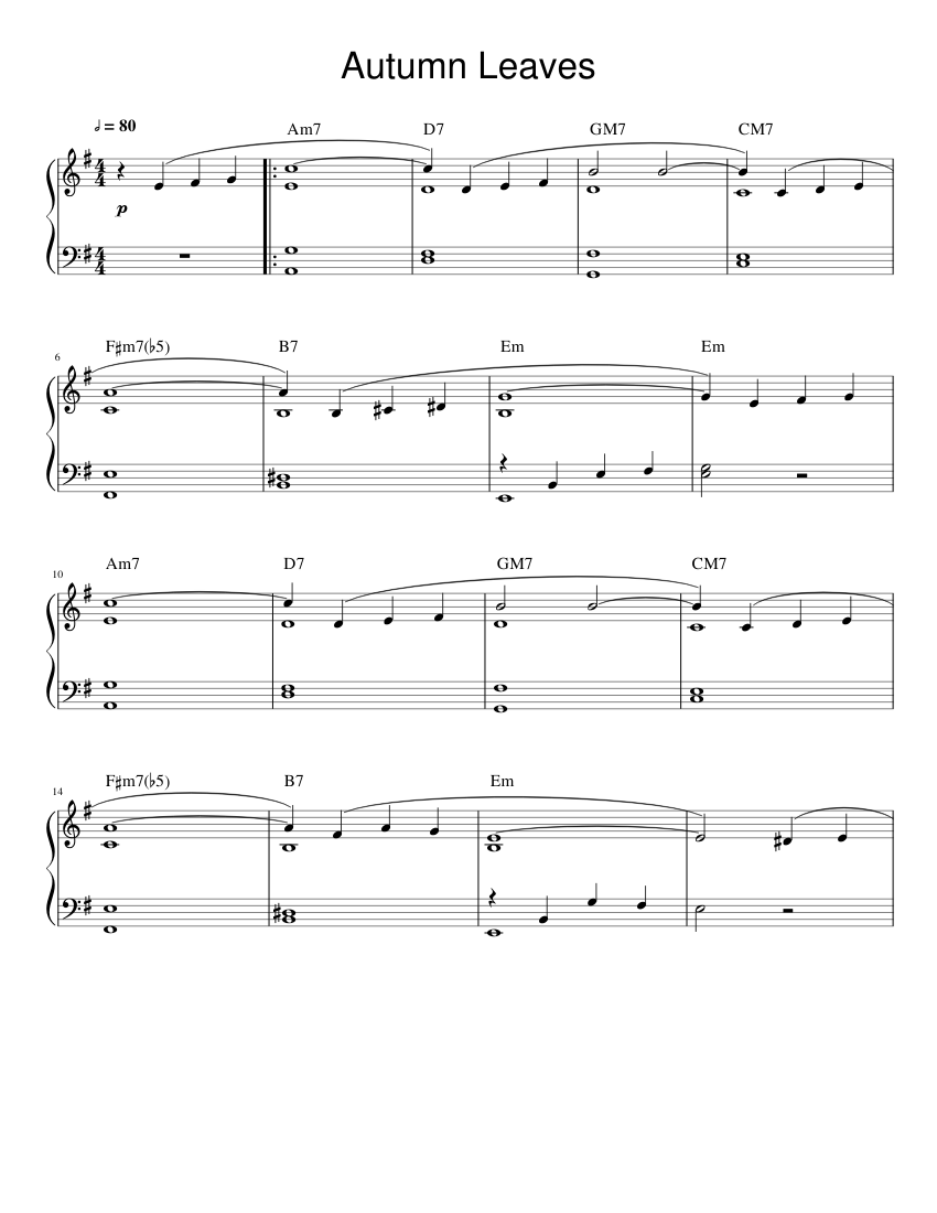 Autumn Leaves - piano tutorial