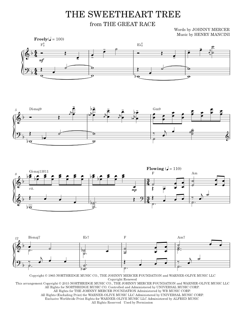 The Sweetheart Tree Sheet music for Piano by Henry Mancini Official ...
