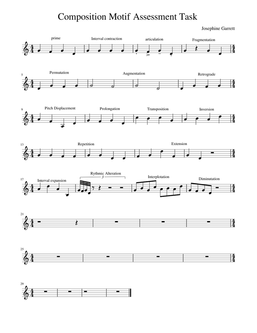Composition_Motif_Assessment_Task Sheet music for Piano (Solo) Easy ...