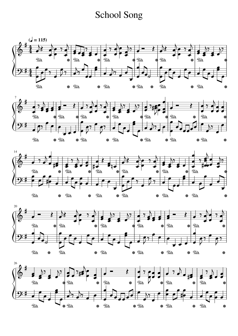 School Song Sheet music for Piano (Solo) | Musescore.com