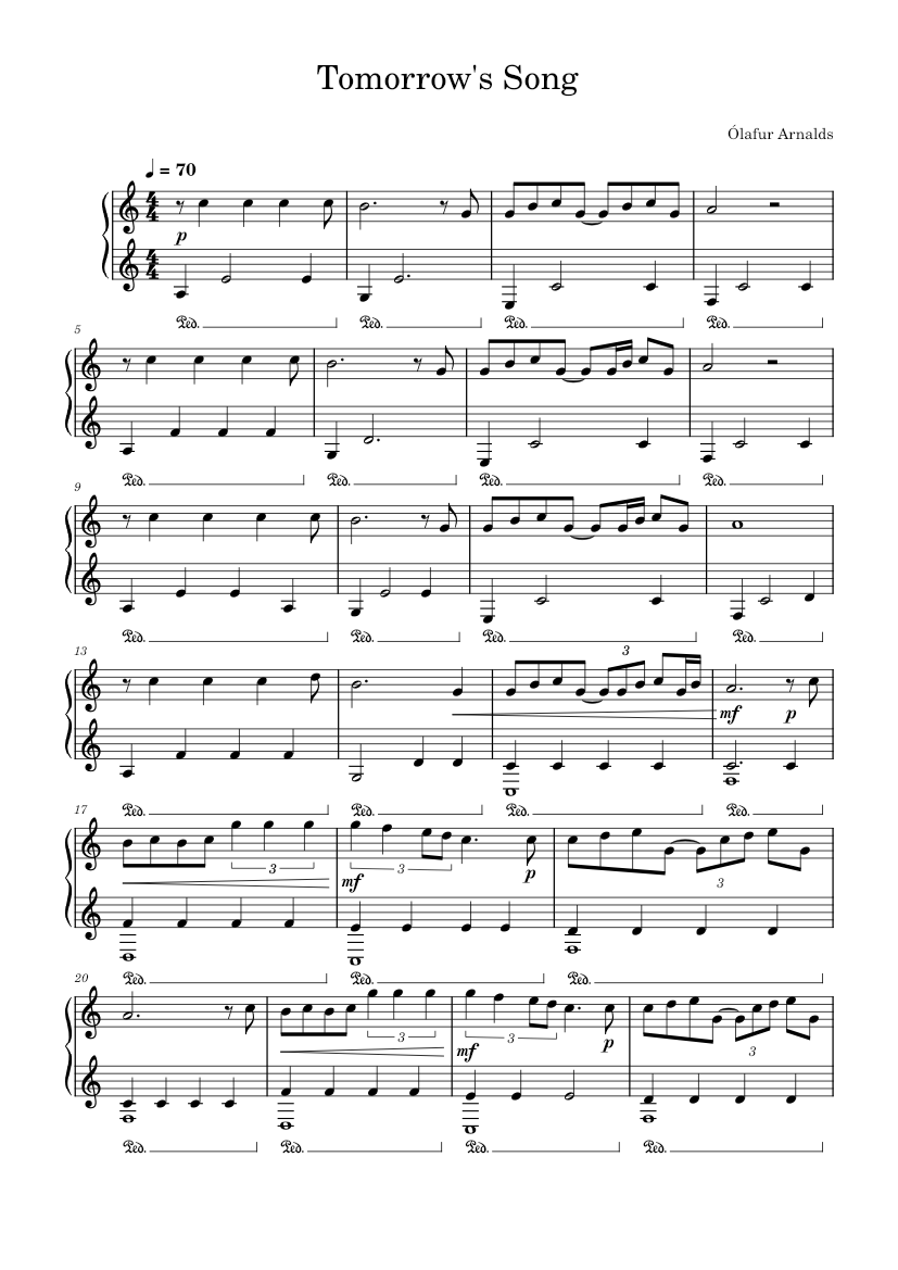Tomorrow's Song - Ólafur Arnalds Sheet music for Piano (Solo ...