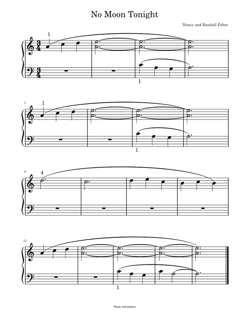 No Moon Tonight Sheet music for Piano (Solo) Easy | Musescore.com