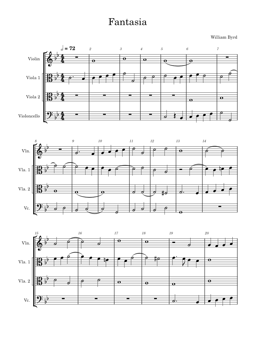 Fantasia Sheet music for Violin, Viola, Cello (Mixed Quartet ...