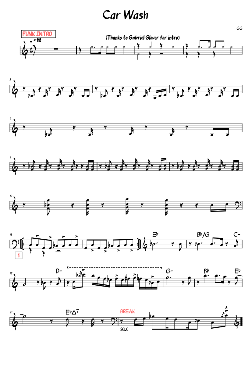 Car Wash (Lead sheet with lyrics ) Sheet Music with Chords for Piano ...